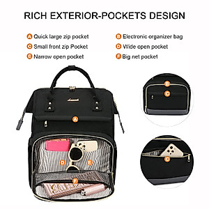 LOVEVOOK Laptop Backpack for Women Fashion Travel Backpack for Work Business Teacher Nurse Stylish Computer Bag 15.6-Inch Backpack Purse with USB Port