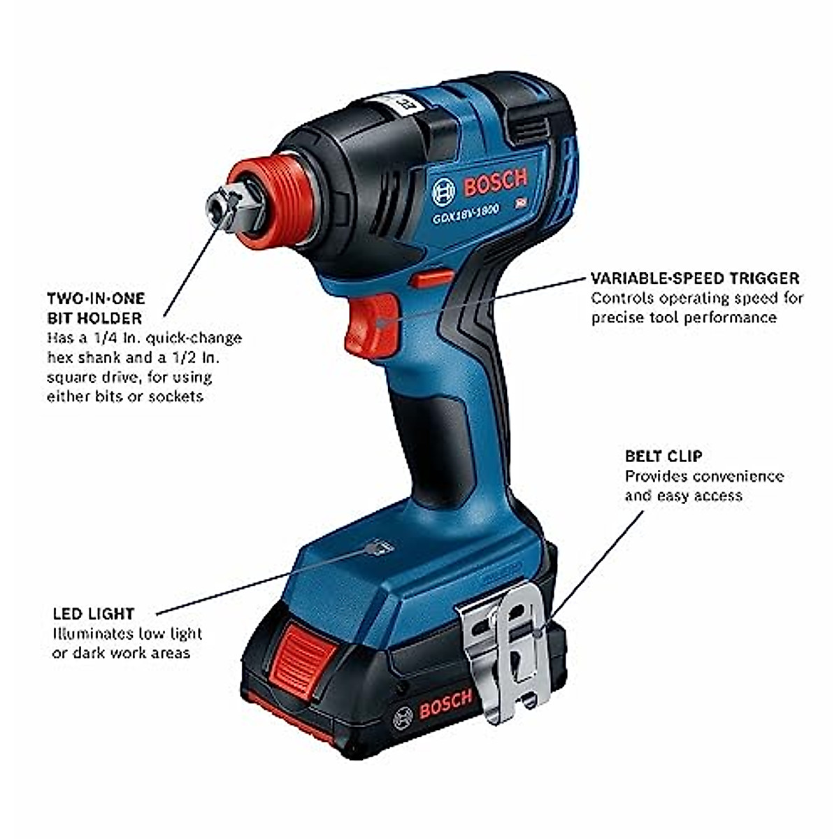 BOSCH GXL18V-233B25 18V 2-Tool Combo Kit with 1/2 In. Hammer Drill/Driver, Two-In-One 1/4 In. and 1/2 In. Bit/Socket Impact Driver/Wrench and (2) CORE18V® 4 Ah Advanced Power Batteries