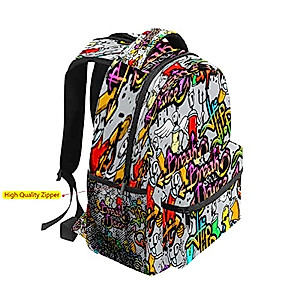 Graffiti Letters Backpack School Book Bag Laptop Backpacks Travel Hiking Camping Day Pack, One Size