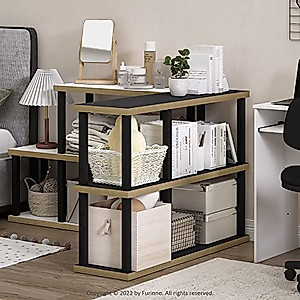 Furinno Turn-N-Tube No Tools Decorative Display Shelf, 3-Tier, Americano/Black