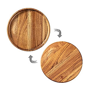 JF JAMES.F Round Serving Wooden Tray Decor Wood Tray charcuterie Boards Serving Tray Applicable to Dining Room and Living Room Diameter 25 * 2.8cm 0.5kg