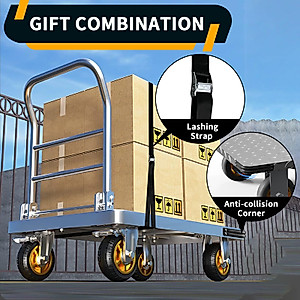 Flatbed Cart, 36x24 Inch Folding Platform Trucks with 2000LBS Weight Capacity Heavy Duty Dolly Cart Feature 5Inch Caster to Handle Large and Heavy Loads Foldable Platform Cart Easy to Store