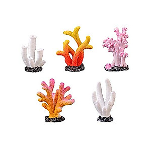 Danmu 10Pcs of Random Style Polyresin Coral Ornaments, Aquarium Coral Decor for Fish Tank Aquarium Decoration Approx. 1.7" in Height