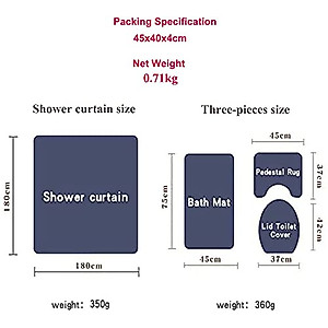 DDS-DUDES 4Pcs Shower Curtain Sets, Natural Scenery Spring Forest Waterfall Waterproof Bathroom Sets with Shower Curtain and Rugs Toilet Cover and Bath Mat, 12 Plastic Hooks (Forest Waterfall)