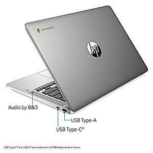 HP Chromebook 14-inch HD Laptop, Intel Celeron N4000, 4 GB RAM, 32 GB eMMC, Chrome (14a-na0010nr, Mineral Silver) (Renewed)