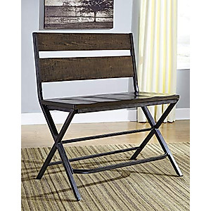 Signature Design by Ashley Kavara Industrial Farmhouse 24" Distressed Double Barstool, Dark Brown