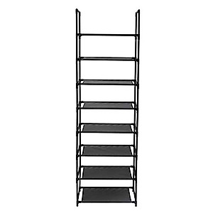 8 Tiers Large Metal Shoe Rack,Durable Organizer Shelf Tall Shoe Rack for Closet 16-20 Pairs Shoes,Stackable Shoe Cabinet Shoe Rack,Black