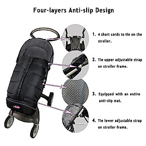 German Designed Universal Stroller Footmuff, 2 Way Zippers Style Easy for Baby in&Out, Length Extensible,Temperature Adjustable Footmuff Fits Baby Growth,Reflective Strips Around Bunting Bag