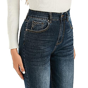 MetHera Women's Rolla Vintage High Rise Stretch Straight Leg Jeans (10, San Diego)