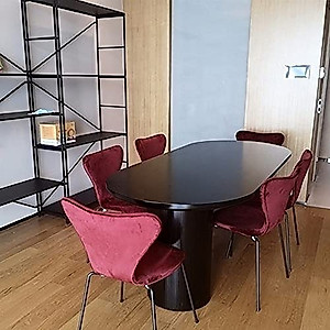 LAKIQ Black Dining Table Modern Solid Wood Dining Room Table Contemporary Oval Double Pedestal Kitchen Table Conference Room Table Kitchen Island Table-Table Only(78.7" L x 35.4" W x 29.5" H)