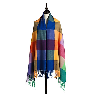 PCIQUTE Tartan Plaid Scarves for Women Winter,Long Scarves for Women with Fringe,Super Soft Scarf for Women Winter（Plaid, turmeric green）