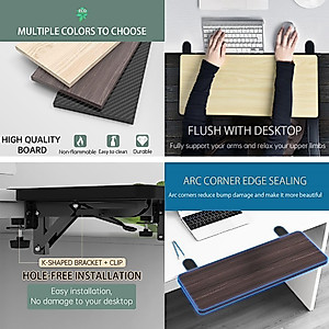 OUGIC Ergonomics Desk Extender Tray, 29.5"x9.5" Punch-Free Clamp on, Foldable Keyboard Drawer Tray, Table Mount Arm Wrist Rest Shelf, Computer Elbow Arm Support