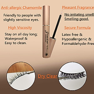 JIMIRE Eyelash Glue Clear | Secure Hold for False Eyelashes | Latex-Free Eyelash Adhesive with Chamomile Suitable for Sensitive Eyes