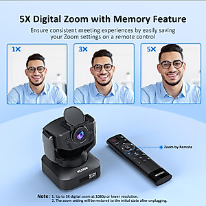 NexiGo Zoom Certified, N990 (Gen 2) 4K PTZ Webcam, Video Conference Camera System with 5X Digital Zoom, Sony_Starvis Sensor, Position Preset, Dual Stereo Mics, 3.5mm Audio Jacks for External Mics