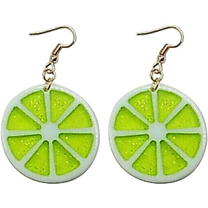 COLORFUL BLING Lemon Acrylic Dangle Earrings Fruit Earrings For Women - Green