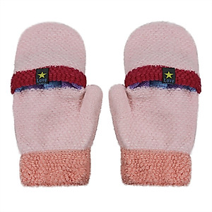 Convertible Flip Top Gloves,Winter Warm Knitted Fingerless Gloves with Mitten Cover for Toddler Kids Girls Boys 2-8 Yrs