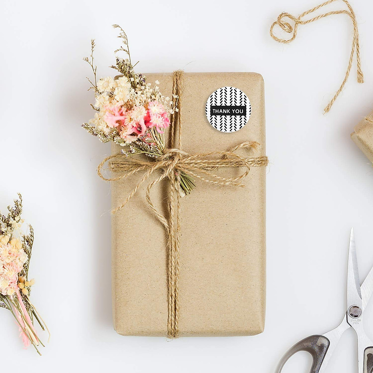 POTTIIS 500PCS 1.5 inch Black and White Patterned Thank You Stickers,8 Different Design Thank You Designs for Business Packaging,Thank You Labels for Gifts Bags,Boxes and Envelope Sealing