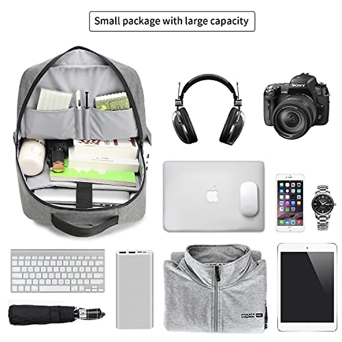 BE SAMRT Laptop Backpack, Business Slim Durable Laptops Travel Backpacks with USB Charging Port, Waterproof College Backpack Computer Bag Gifts for Men & Women Fits 15.6 Inch Notebook (Black)