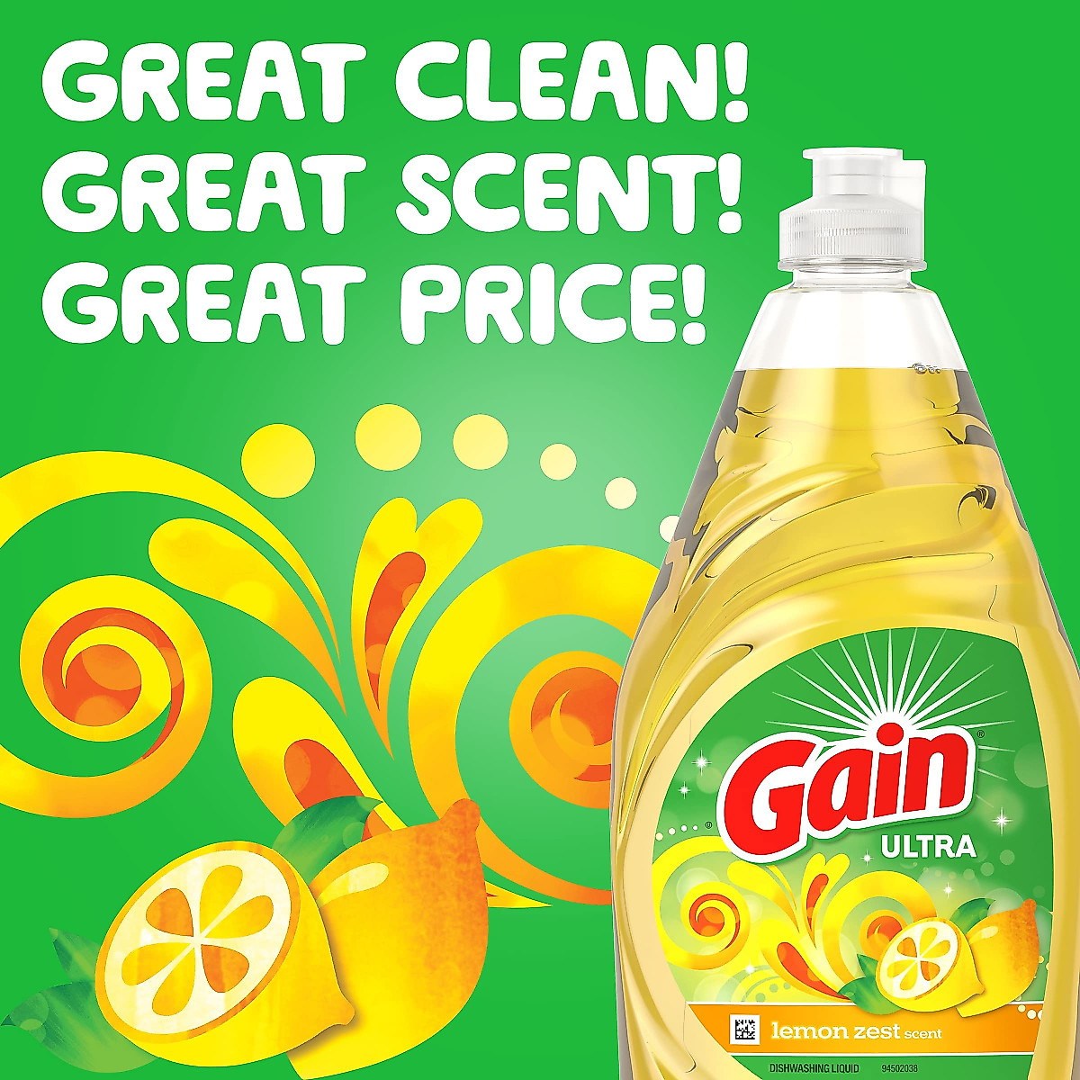 Gain 97625 Ultra Liquid Dishwasher Detergent, Lemon Zest Scent