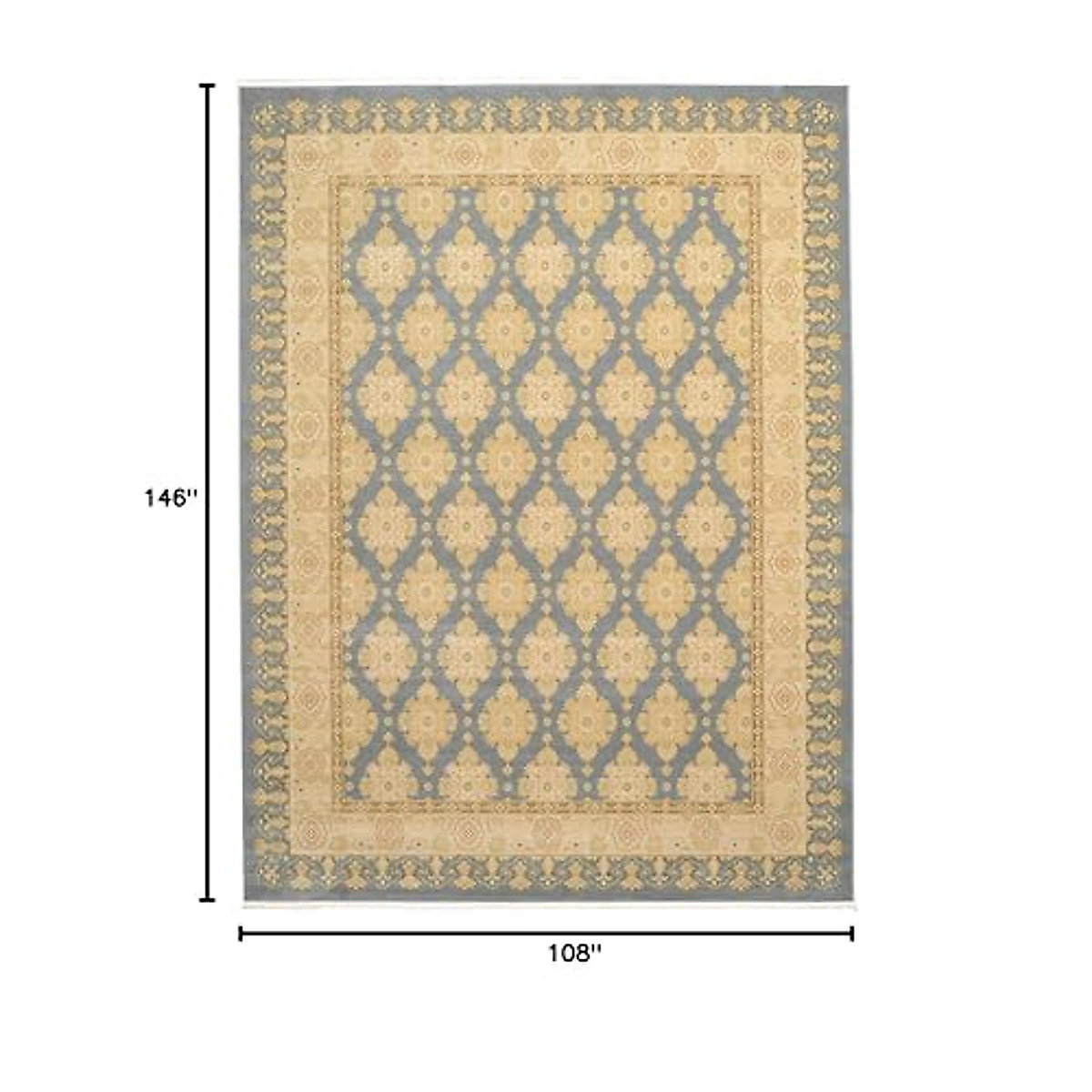Unique Loom Edinburgh Collection Area Rug-Zinnia, 9 ft x 12 ft, Blue/Beige