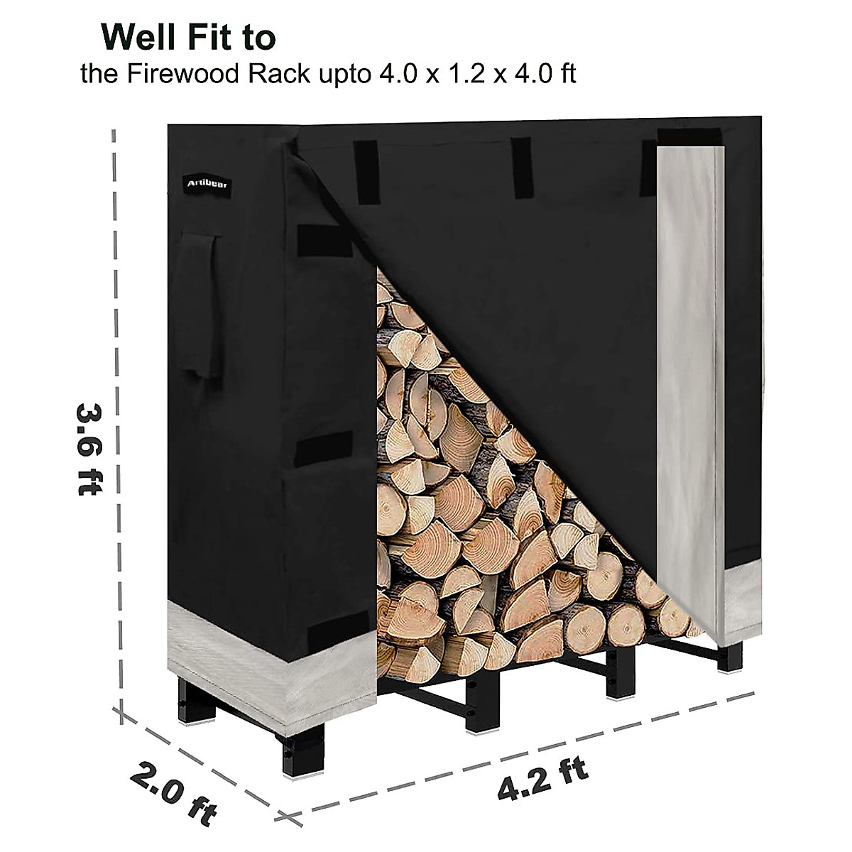 Artibear 4ft Firewood Rack Stand With Cover Upgraded Adjustable Log Holder For Outdoor Indoor Fireplace Wood Pile Storage Stacker Organizer