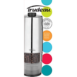 Trudeau One-Hand Battery Operated Pepper Mill, Stainless Steel Finish 7 by 2