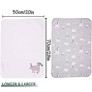 SWESEN 2 Pack Diaper Changing Pad Liners Waterproof, Portable Baby Changing Mat for Newborn Boy Girls, Soft Washable and Reusable, 20" x 28", White Bear