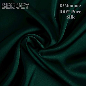 BEIJOEY 100% Mulberry Silk Pillowcase 2 Pack for Hair and Skin,with Hidden Zipper,Both Sides 19 Momme 600 Thread Count Natural Silk Pillow Cover,Soft Breathable Smooth (Dark Green, Standard 20''x26'')