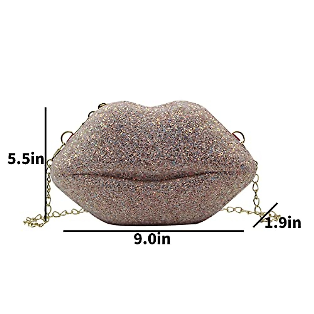 Womens Glitter Lip Purse Evening Bag PU Banquet Crossbody Shoulder Bag for Women