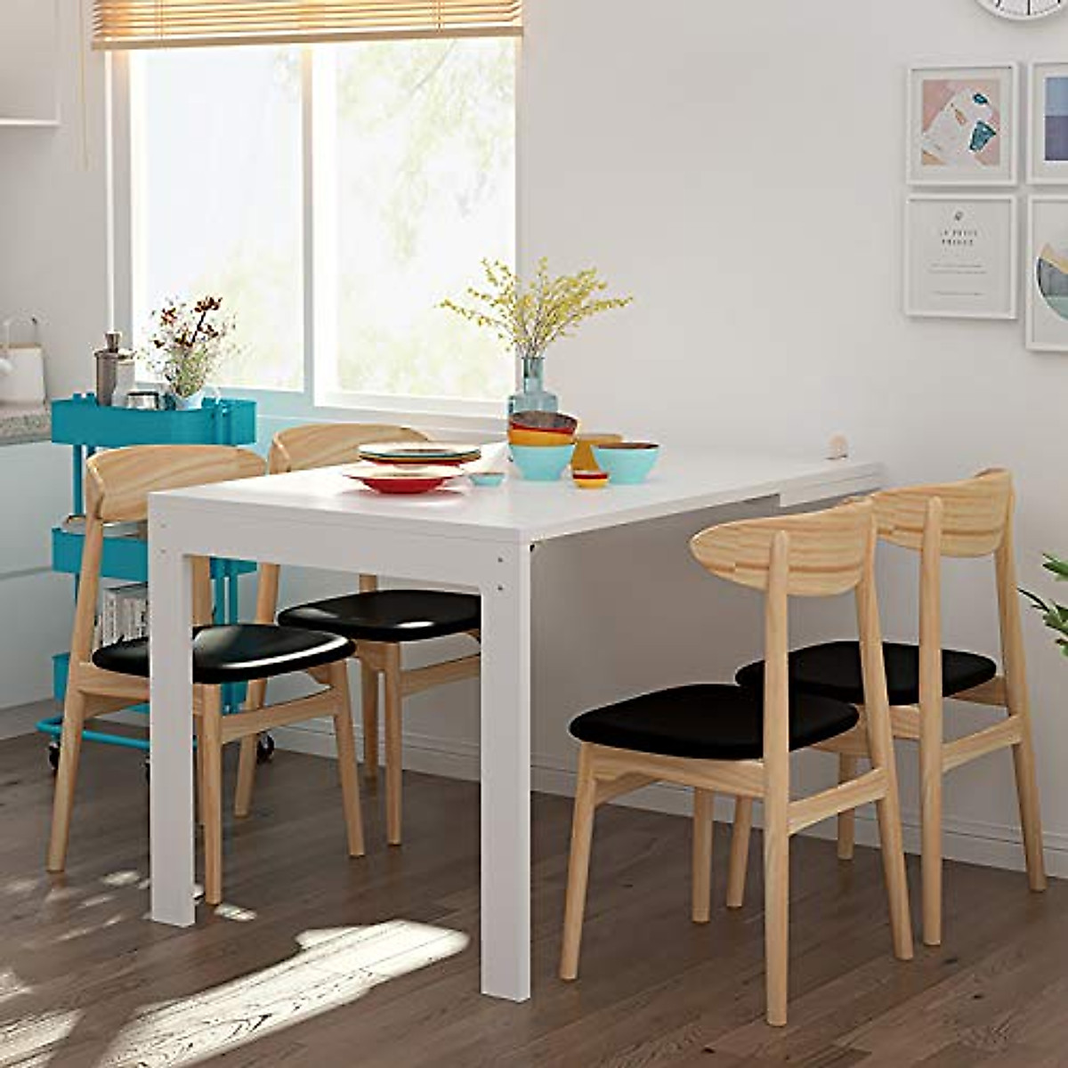 Wall Mounted Table, Fold Out Convertible Desk with A Chalkboard, Multi-Function Computer Writing Floating Desk, for Study, Bedroom or Balcony
