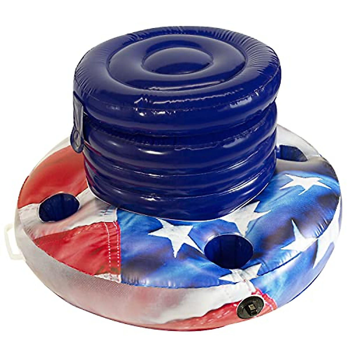 PoolCandy Inflatable Stars & Stripes Floating Drink Cooler for Pools, Indoors or Outdoors. Easy to use, inflates in Minutes Perfect for Any Occasion.