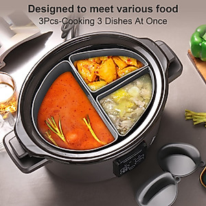Syaws Crock Pots Liners 3Pack,Slow Cooker Divider Liner, Reusable & Leakproof Silicone Slow Cook Liner,BPA Free & Dishwasher Safe Slow Cooker Insert for 6 QT Crock-pots