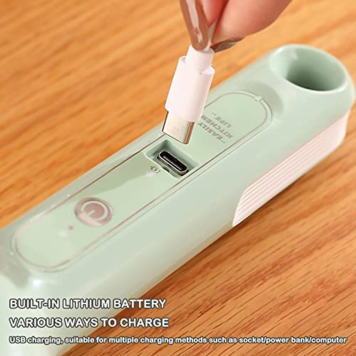 New 4 in 1 Portable Electric Vegetable Cutter Set, Multifunction Food Mini Slicer, Rechargeable Wireless Food Processor, Electric Egg Beater (Yellow)