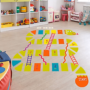 SuperDuo Cartoon Lattice Floor Decal Digital Brain Puzzle Games Kitchen Room Floor Decor Number Hopscotch Footprint Floor Sticker Track Ladder Number Games Sticker for Kids Room Classroom Nursery