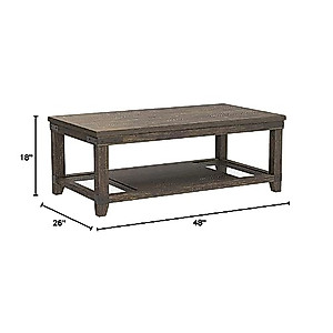 Signature Design by Ashley Danell Ridge Rustic Rectangular Coffee Table with Iron Accents, Brown