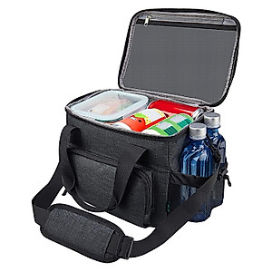 F40C4TMP Lunch Box for Men, Insulated Lunch Bag Large Adults, 12L Reusable Black Lunchbox Cooler Bag for Work Picnic School