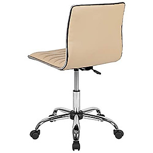 Flash Furniture Alan Low Back Designer Armless Tan Ribbed Swivel Task Office Chair