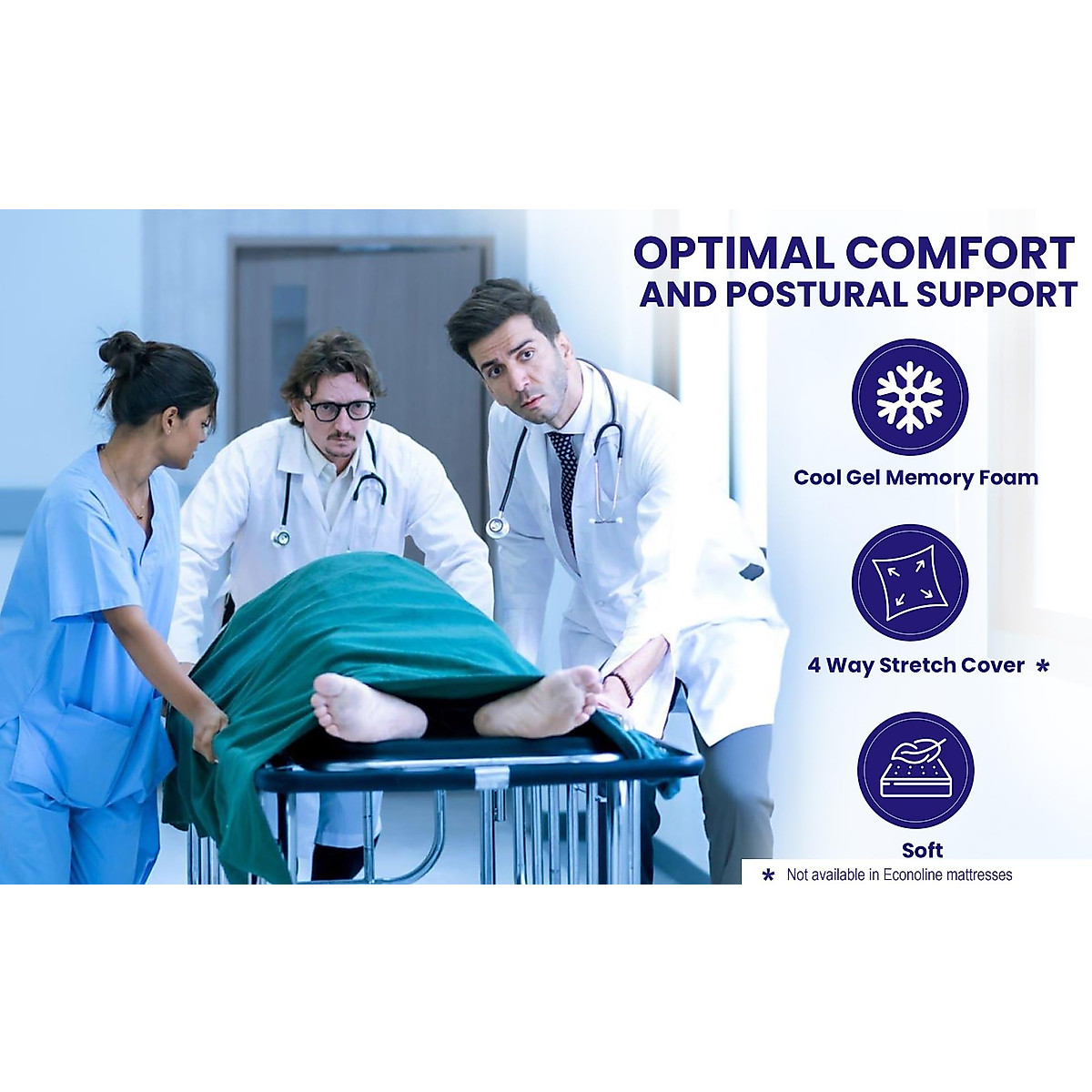 Medtrica Economy Line Stretcher/Gurney Replacement Mattress with Vinyl Cover - Fits Stryker and Hill-ROM Stretchers and Gurneys