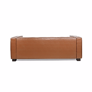 Christopher Knight Home Goyette Sofas, Cognac Brown + Dark Walnut