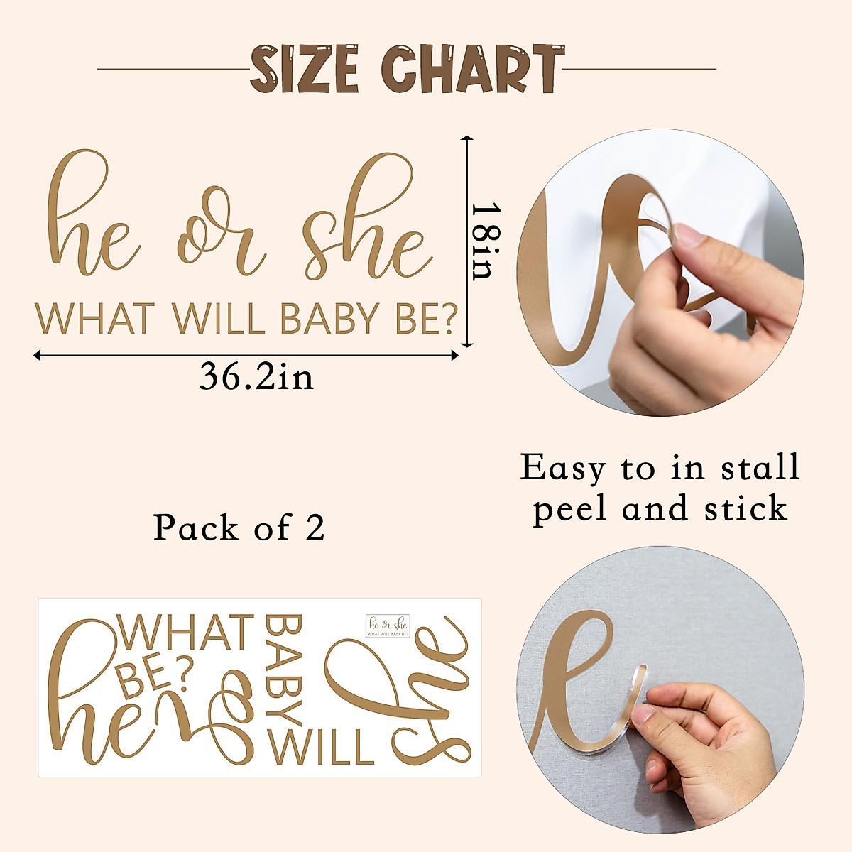 QIANGDAGSI He Or She What Will Baby Be Balloon Arch Decoration - Gender Reveal Girl Or Boy Baby Shower Decal Sign,Baby Gender Reveal Welcome Sign,Welcome Baby Shower Sign Decal (He Or She Decal)