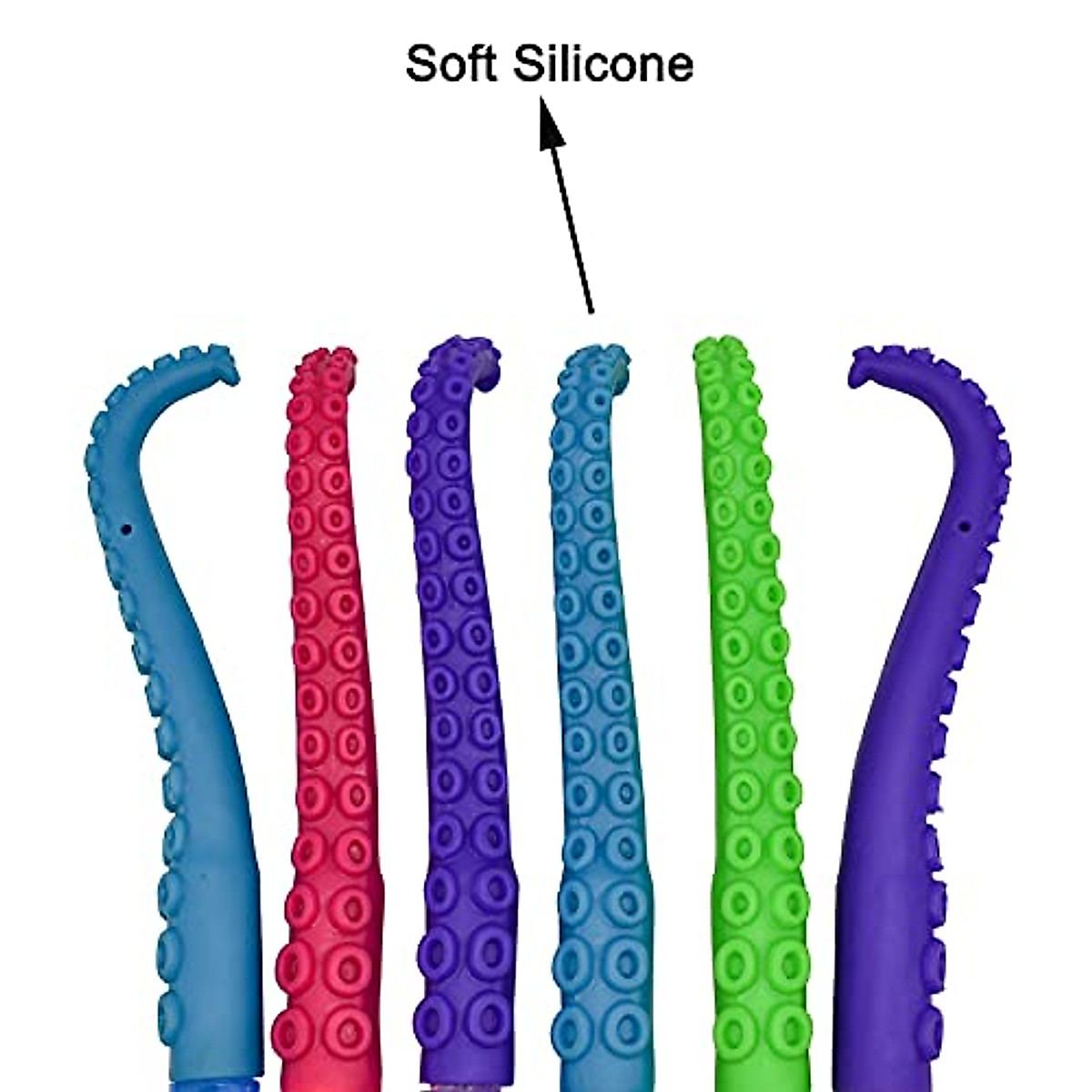 Maydahui 8PCS Octopus Tentacle Shaped Ballpoint Pen Funny Finger Puppet Pen Black Ink Devilfish Fish Pens Soft Silicone for Boys School Student