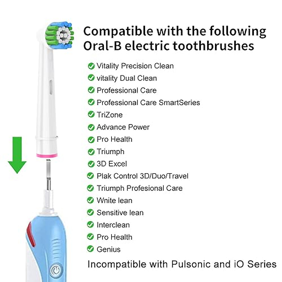 16 Pack Precision Replacement Brush Heads Compatible with Oral B Braun Electric Toothbrush. 8pcs White and 8pcs Black.