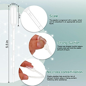 moveland 25Pcs 1ML Pipettes Dropper - Disposable Pipettes Plastic Dropper for Lab Science, Essential Oil, DIY Art, Medicine - Excellent Suction Without Leakage - Universal Pipette Tips
