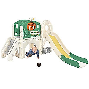 8-in-1 Toddler Indoor and Outdoor Castle Playset, Kids Baby Slide Set Playground Backyards for Age 1-3 (02)