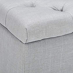 Christopher Knight Home Ottilie Fabric Storage Ottoman, Light Grey 17.50”D x 51.25”W x 17.43”H