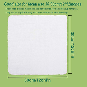 Yaosan Soft Face Muslin Cloths Pure Cotton Facial Cleansing Cloths Reusable Polishing Cleanser- Pack 10 (Blue Edge)