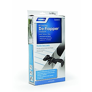 Camco RV Awning De-Flapper | Features a 2-Inch Wide Clamp with Soft Grippers, a Durable Nylon Design, and a 13-Inch Strap Length | 2-Pack (42061)