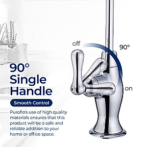 Puroflo Chrome Reverse Osmosis Faucet, NSF Certified Lead-Free Drinking Water Faucet for Under Sink Water Filtration System and RO System, Non-Air Gap Chrome RO Faucet, Filtered Water Faucet FLR-575CP