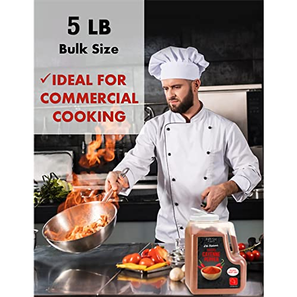 Cayenne Pepper Powder Bulk 5 LB All Natural Red Pepper Spice 50,000 SHU Heat, Commercial and Home Cooking