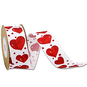 Aflyu Valentine Heart Ribbon Wired Edge Wrapping Ribbon for Valentine's Day Decoration Wedding Party Craft Supply